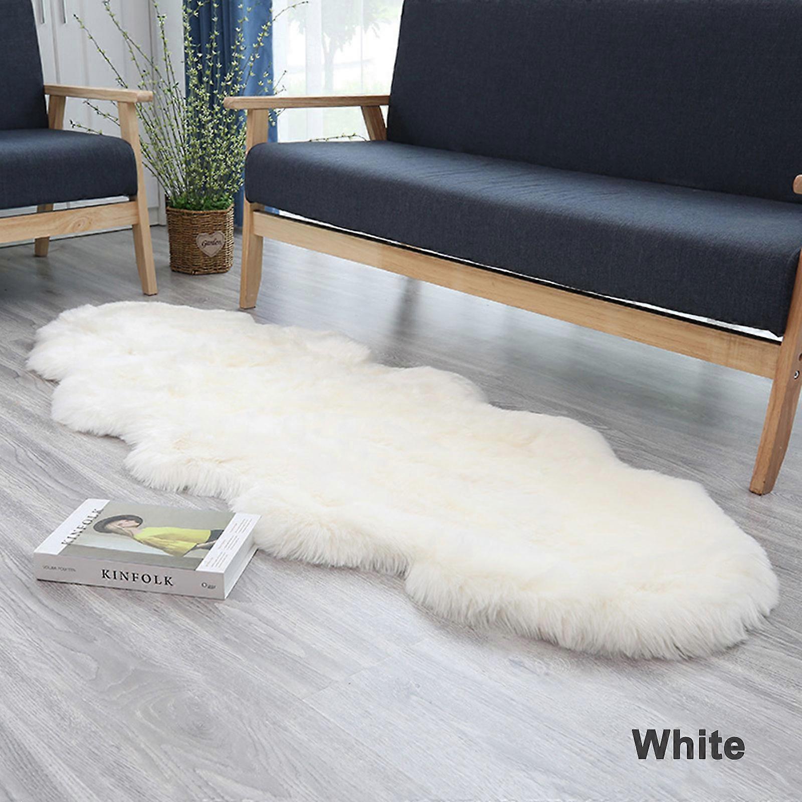 Soft Faux Sheepskin Fur Rug White Fluffy Area Rugs Chair Couch Cover ...