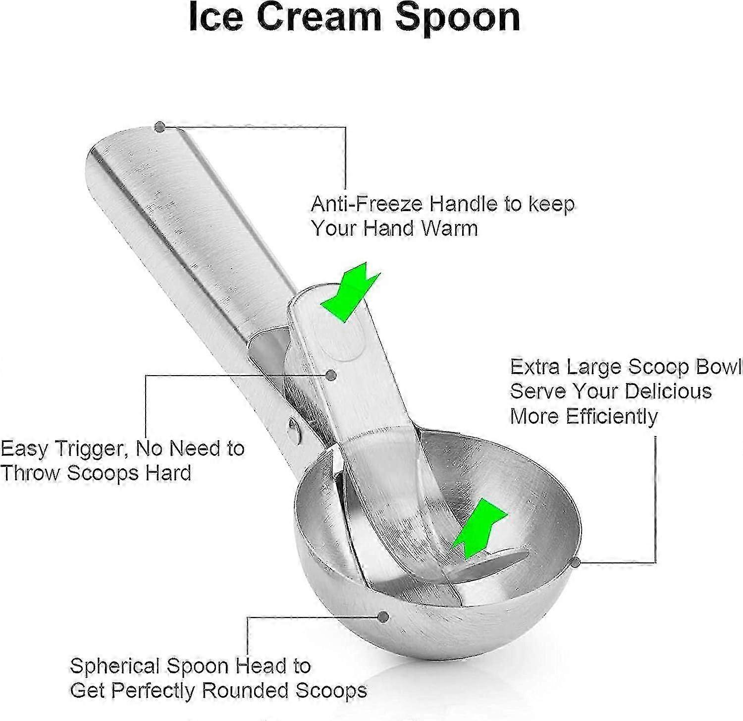 Ice Cream Scoops With Easy Trigger, Stainless Steel Cookie Scoop For ...