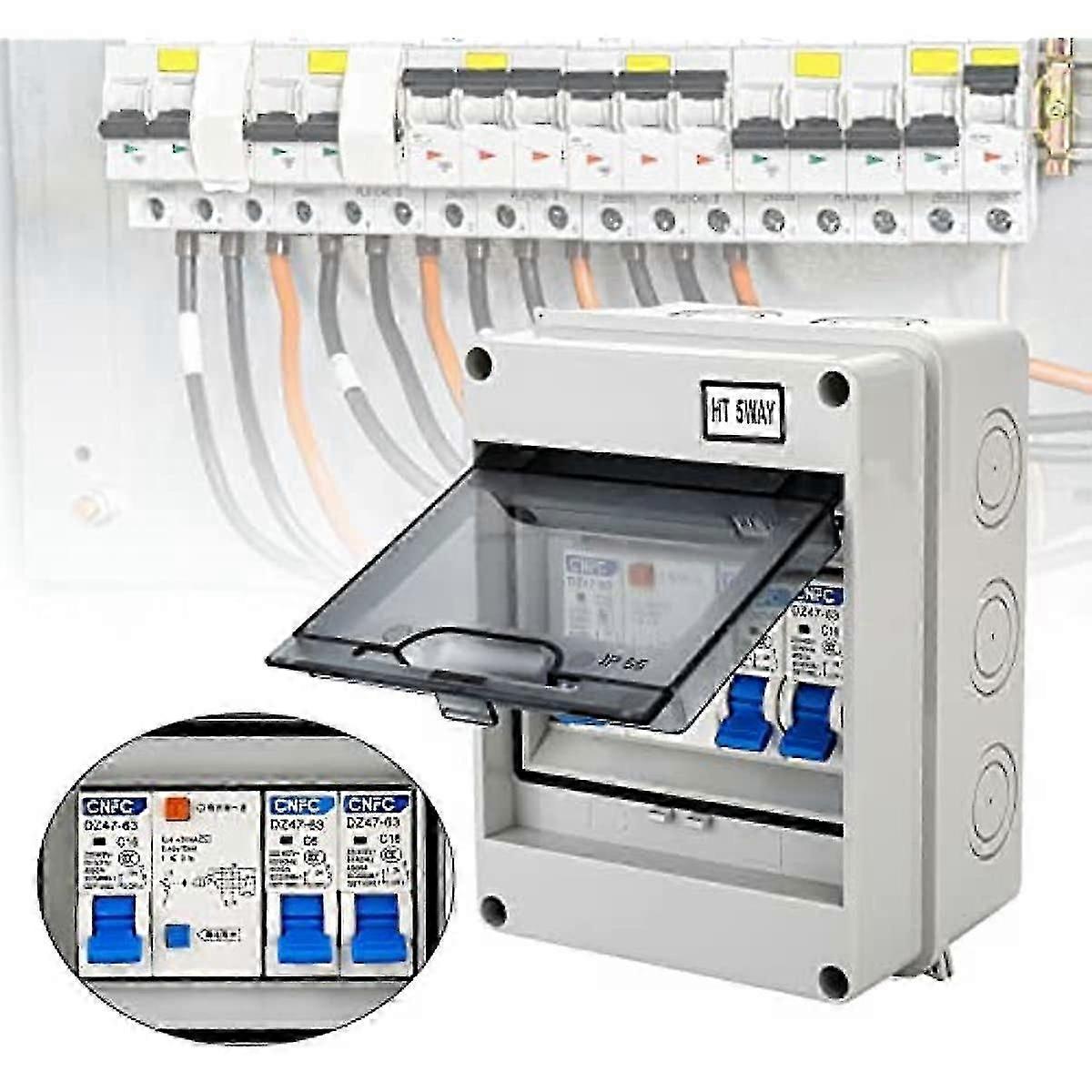 5 Way Consumer Unit Circuit Breaker Panel Weatherproof Fuse Box Mini ...