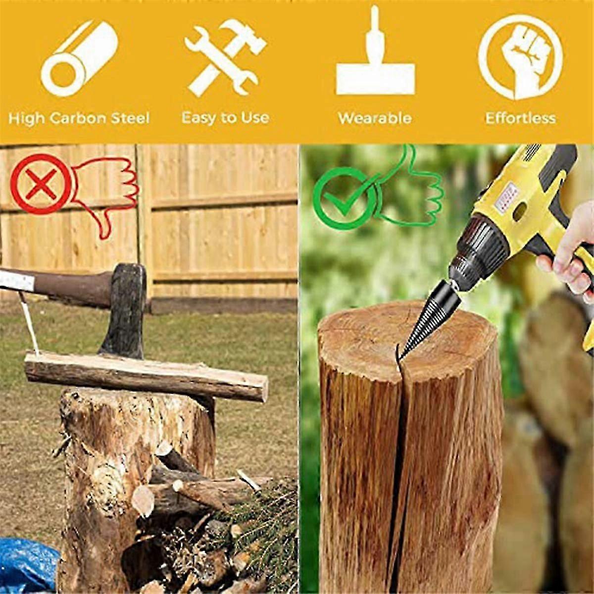 Firewood Splitter Simple Wood Splitter Removable Drill Bit Heavy-Duty ...