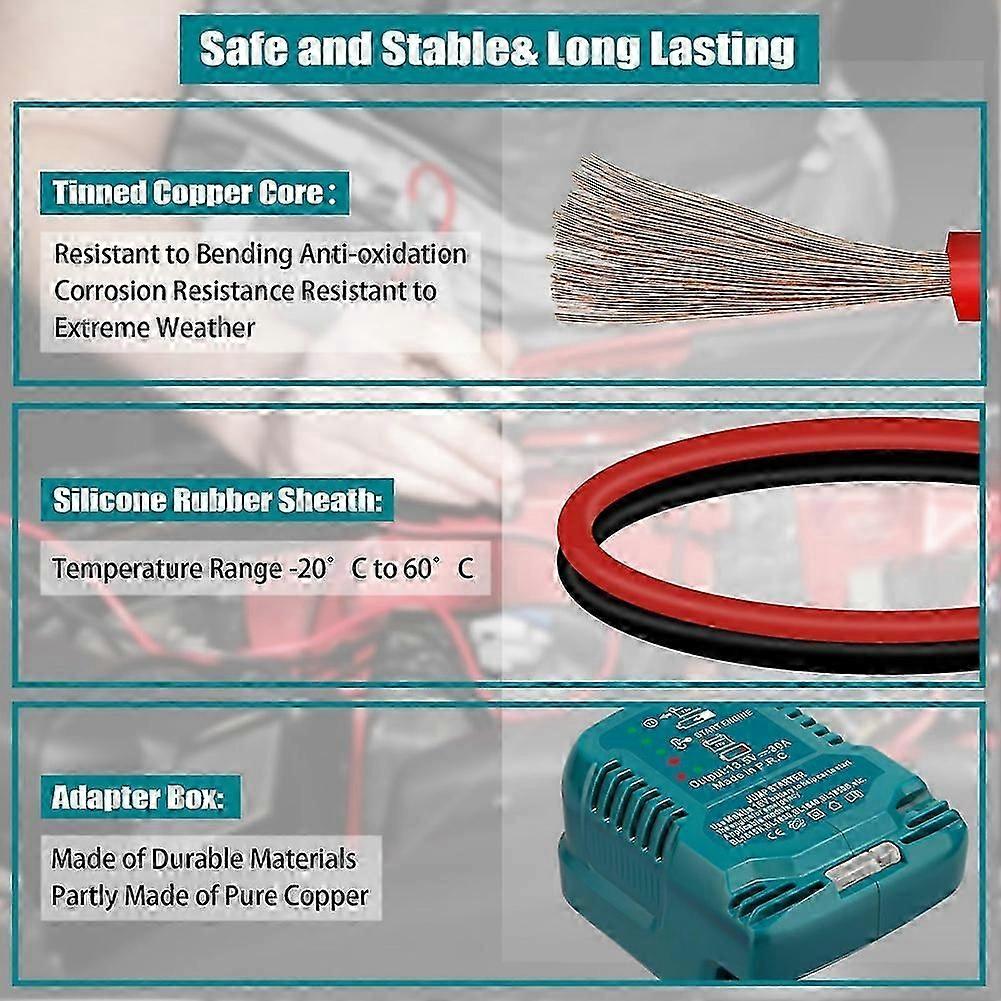 Jumper Cables Jump Kit for 18V Battery, Jump Starting Adapter Auto ...