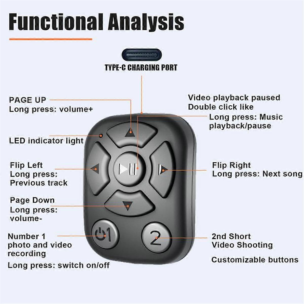 Wireless BT Shutter Release Button Mini Fingertip Ring Remote Control ...