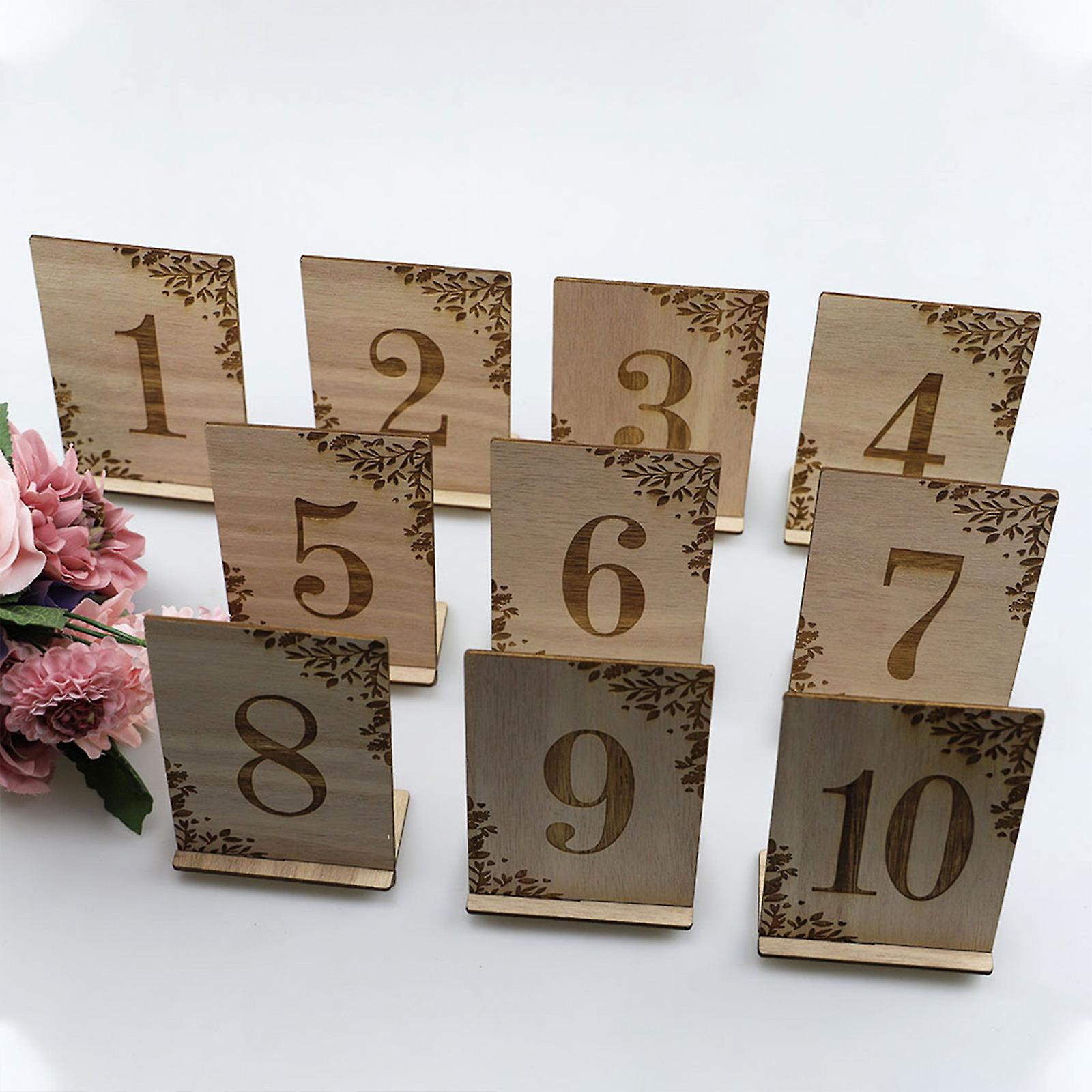 Wooden Wedding Table Number Tag Signs Set Letters Digital For Seat ...