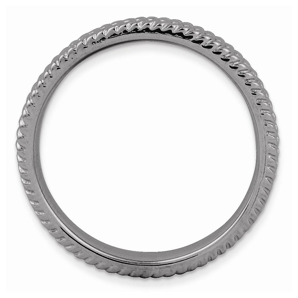 925 Sterling Silver Polished Patterned Ruthenium plating Stackable ...