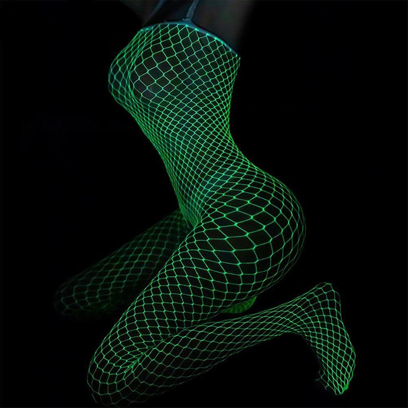 Glow In The Dark Fishnet Stockings Leggings Shining Light One-piece ...