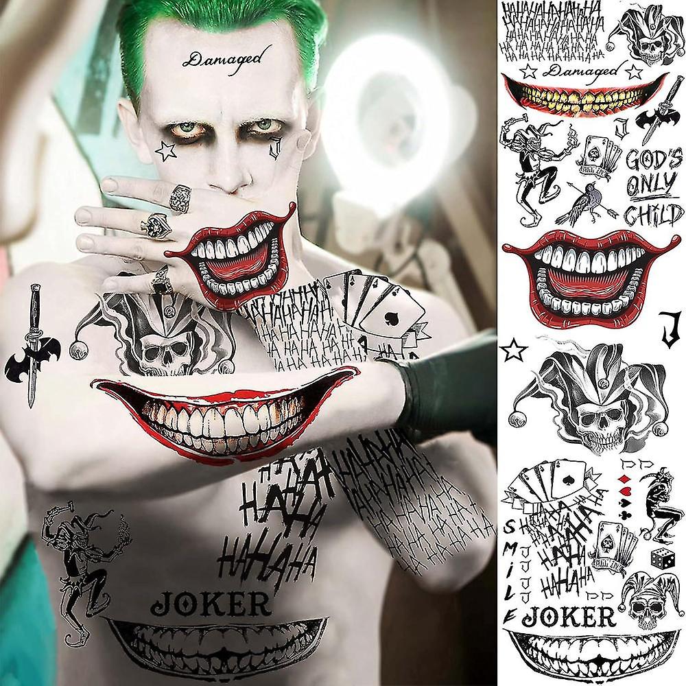 5 Sheets 3d Halloween Joker Temporary Tattoos For Men Women Adults ...