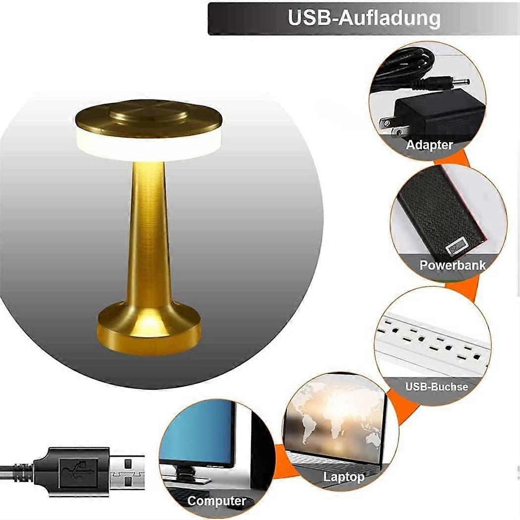 Cordless table lamp, desk lamp with 3-colour touch sensor, bedside lamp ...