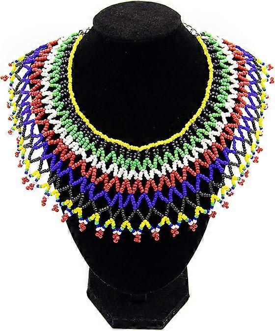 Colorful Beaded Bib Necklace Maasai Necklace South African Necklace ...