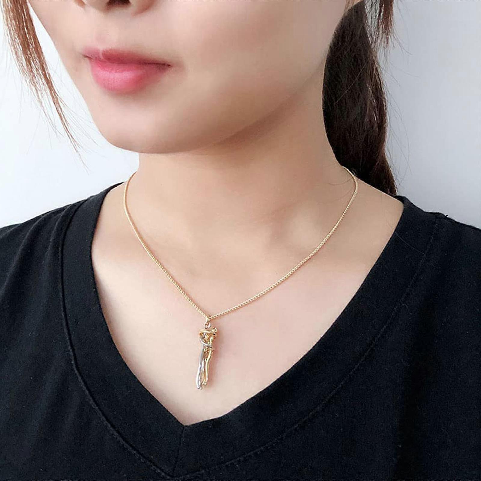 Love Pendant Necklace Women Jewellery Gift Couple Hug Kissing Chain ...
