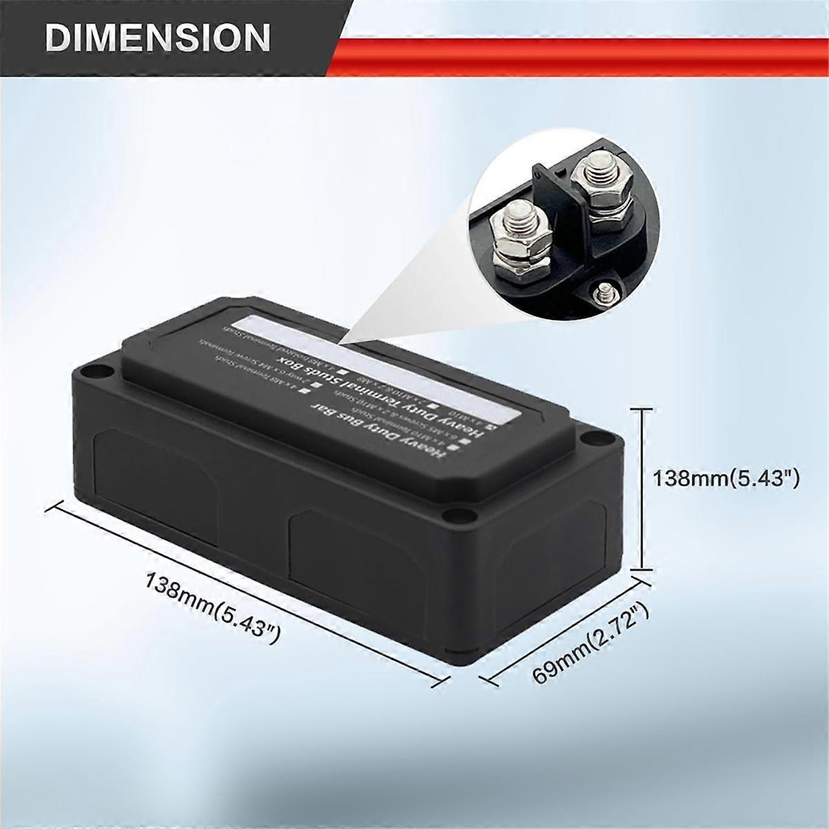 300A Bus Bar Power Distribution Block Heavy Duty Module Design 12-48V DC Busbar Box with 4 x M8 ...
