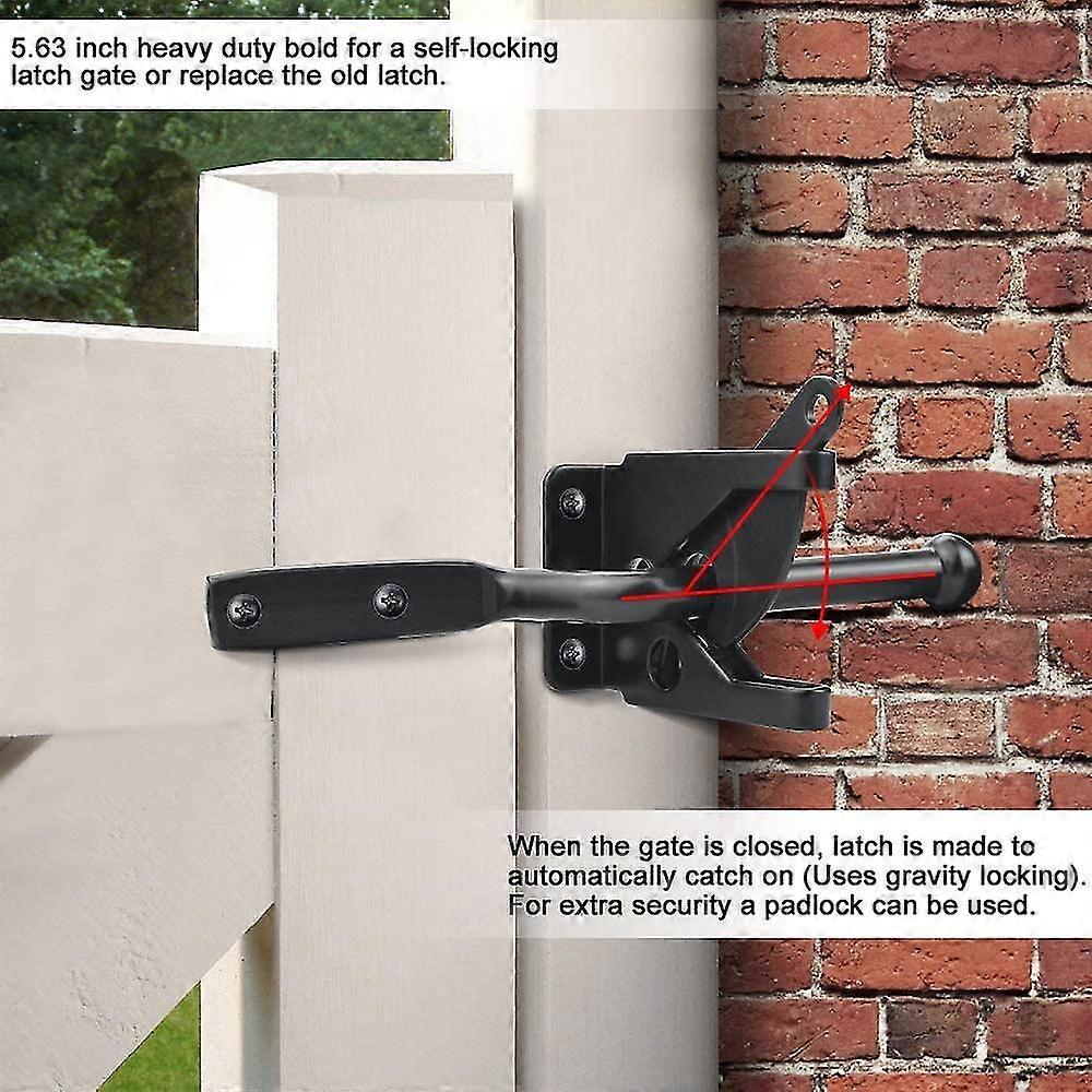 Stainless Steel Gate Latch Automatic Gravity Lever Auto Black Gate ...