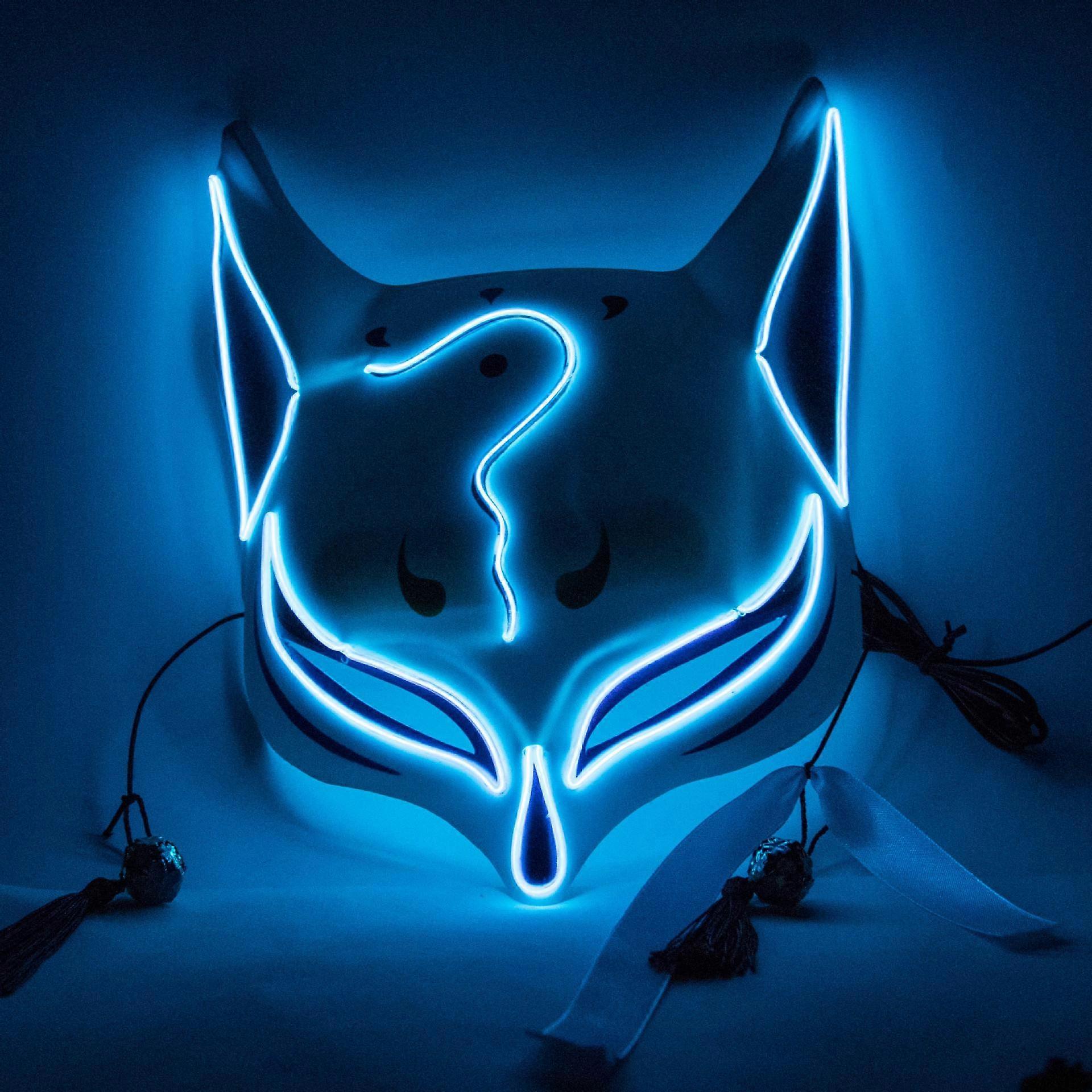 Festival Mask LED Light Up Kitsune Fox Mask Cosplay Halloween ...