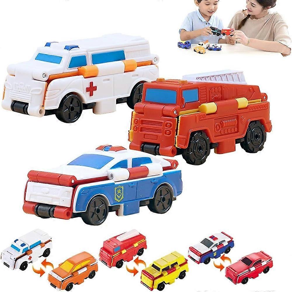 3pcs Cartoon Transform Toy Car for Kid Interesting Puzzle Playthings ...