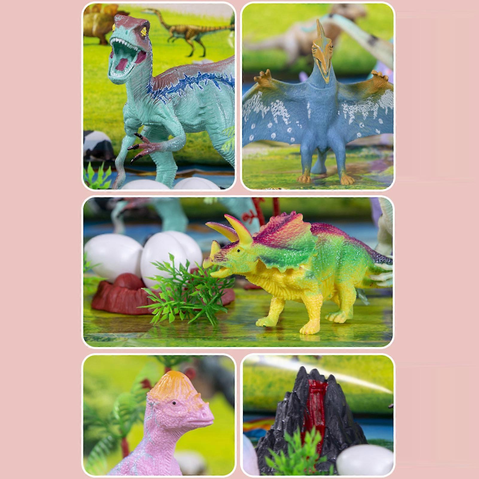 Dinosaur Toys Set Durable Dinosaur Figure with Activity Playmat & Trees ...