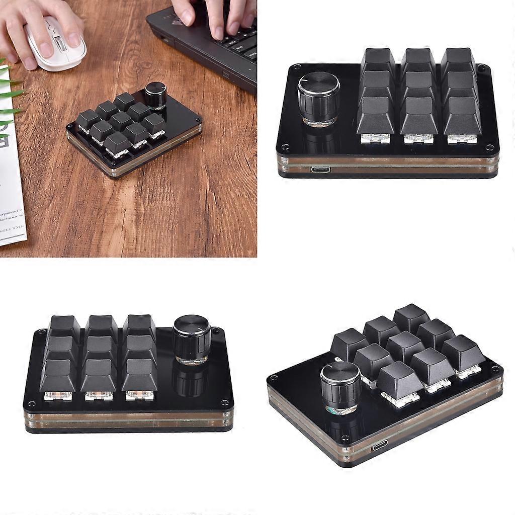 Mini Macro Mechanical Keyboard 9 Key Fully Programmable Keyboard with 1 ...