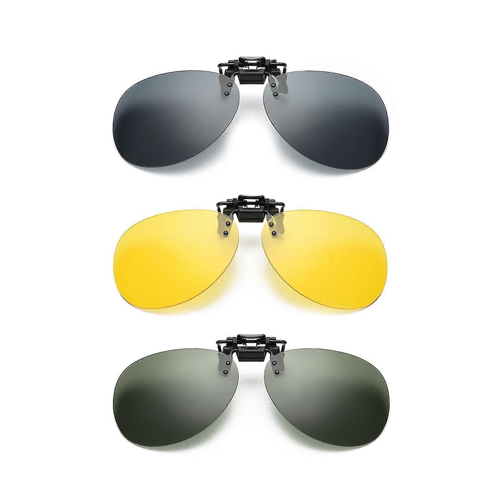 Clip-On Lenses Sunglasses Driving Flip-Up Polarized Fishing Outdoor ...