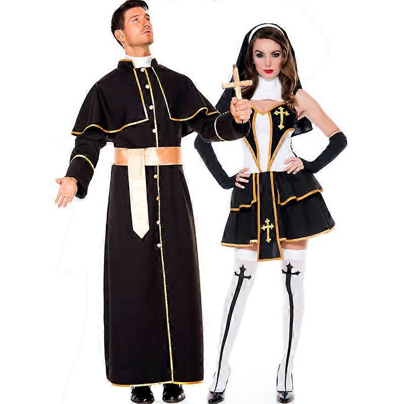 Sexy Bad Habit Nun CostumeMen's Priest Costume Halloween Party Outfit ...