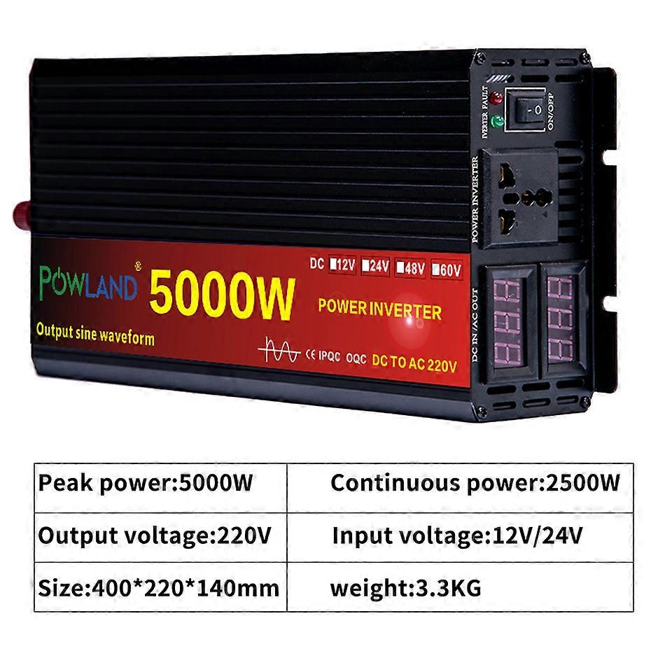 Inverter 12V 220V 3000W 4000W 5000W 24VDC To 220VAC Pure Sine Wave ...