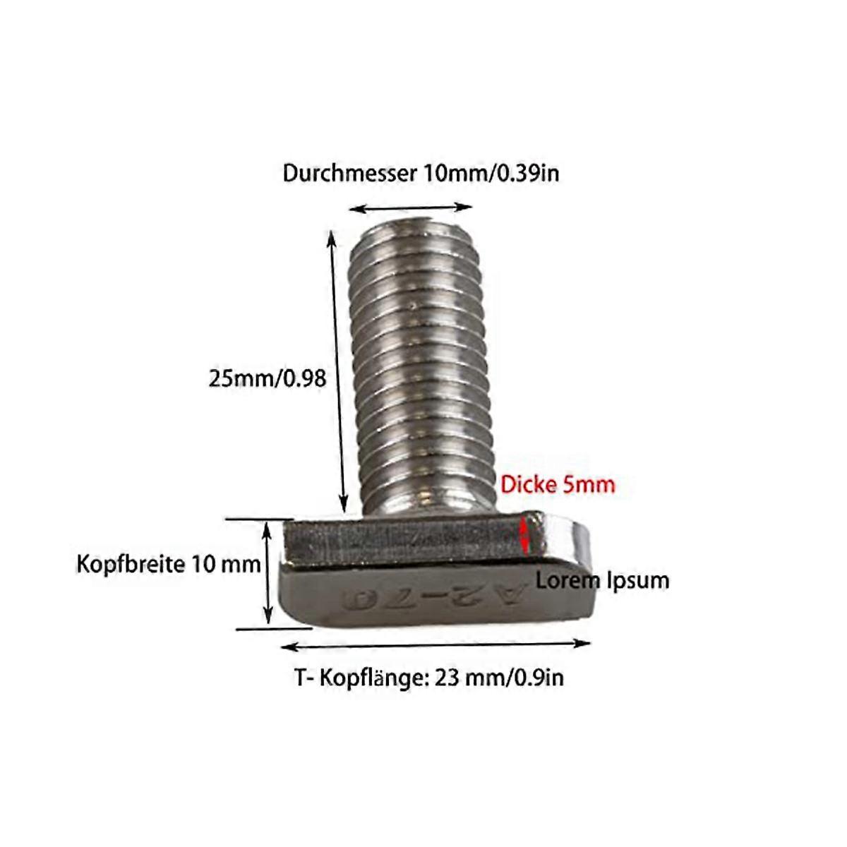 12Pcs T Slot Bolt Replacement,M10 X 25 Screws, A2-70 Rail Track Screws ...