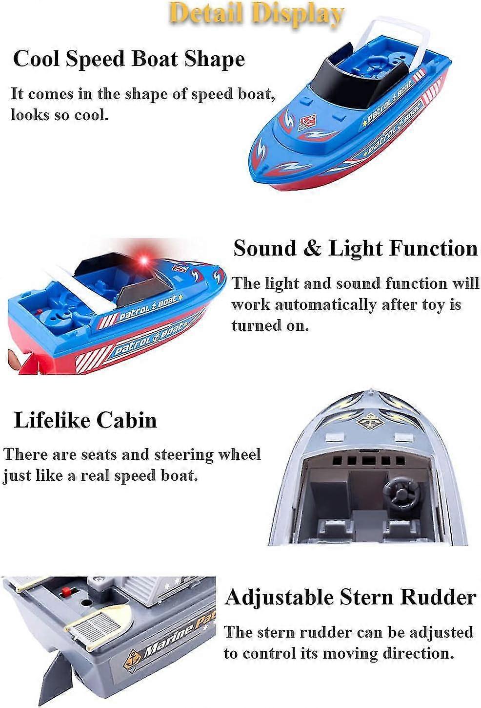 Speedboat Water Toys Electric Patrol Boat Coast Guard Boat Toy Police ...