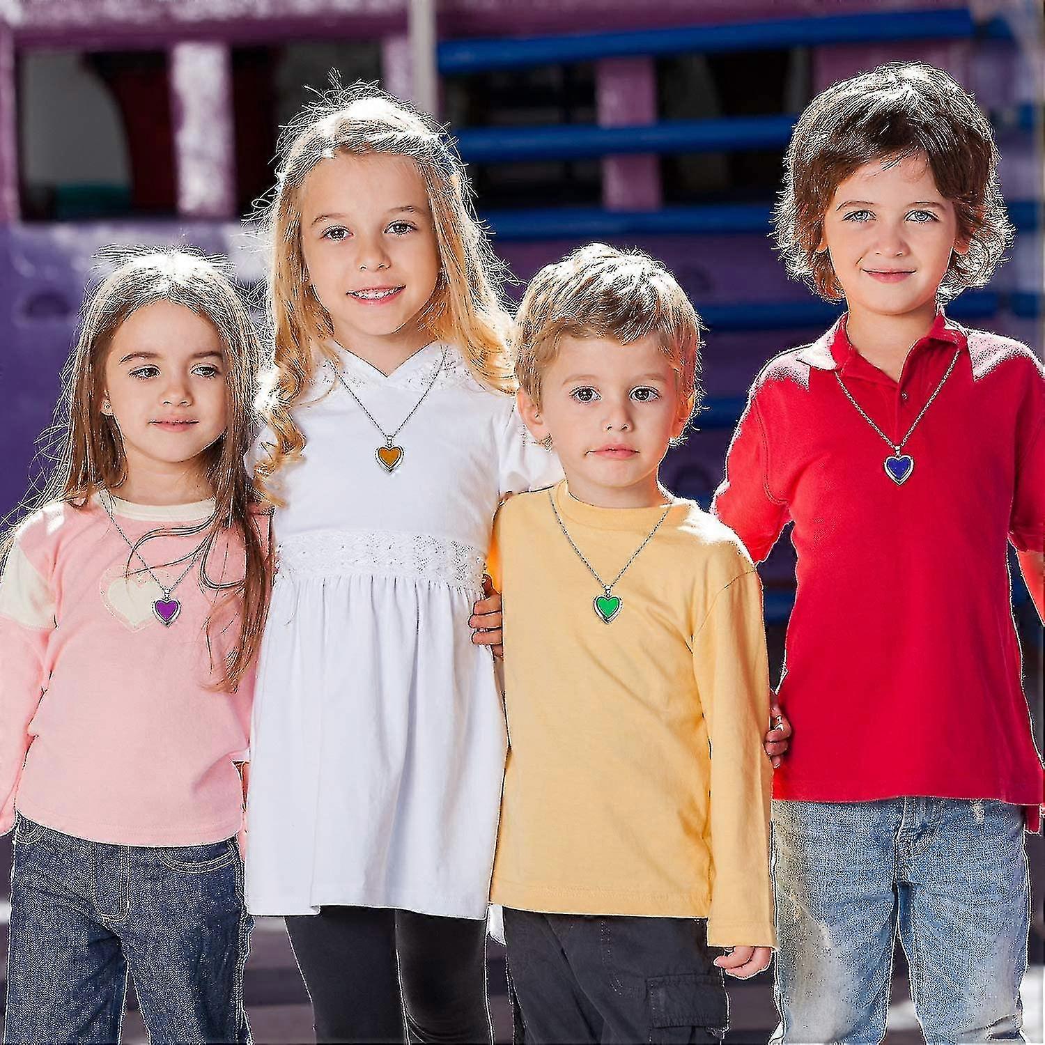 Heart Mood Locket Necklace For Kid ,girls Stainless Steel Temperature ...