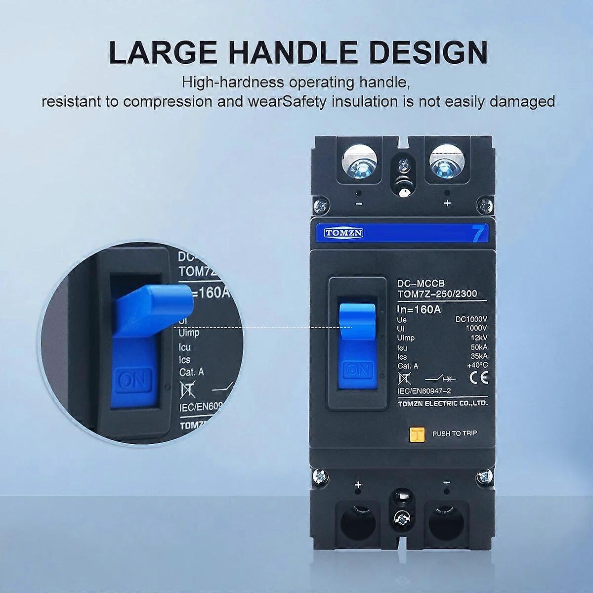 TOMZN 2P DC 1000V DC Solar Molded Case Circuit Breaker MCCB Overload Protection Switch Protector ...