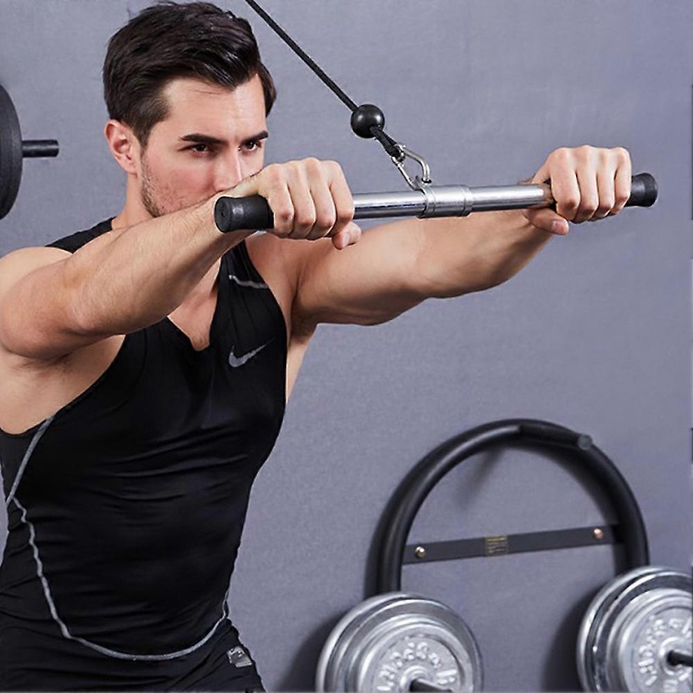 Pull Down Bar Gym Rotating Straight Bar for Cable Machine Attachments ...