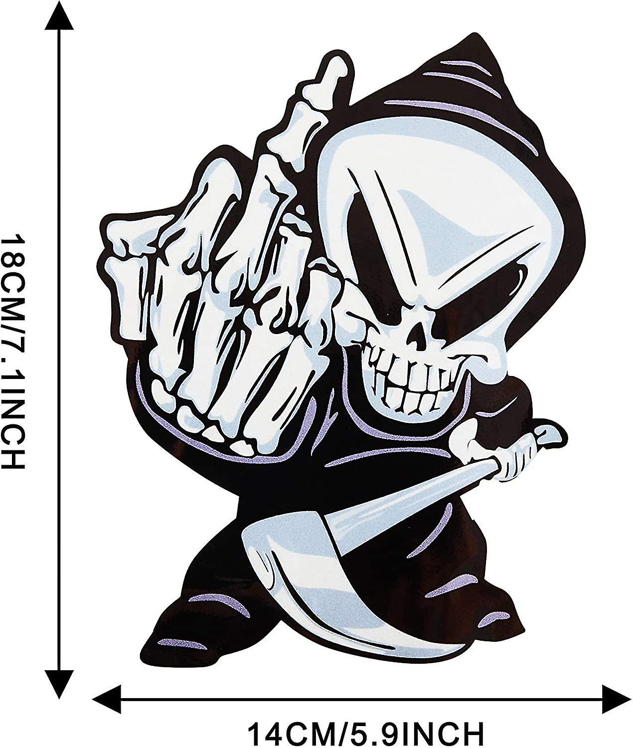 Newway 2pcs 7'' Middle Finger Skull Sickle Stickers Reflective Skeleton ...