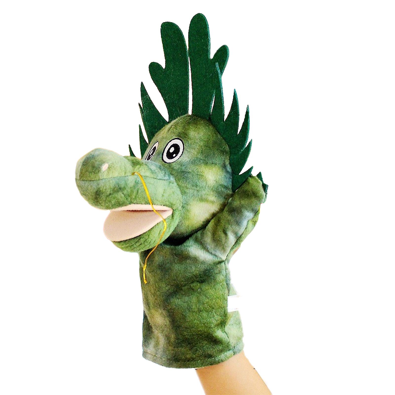 Plush Dragon Hand Puppet Toy Movable Mouth Chinese Green Dragon Mascot ...