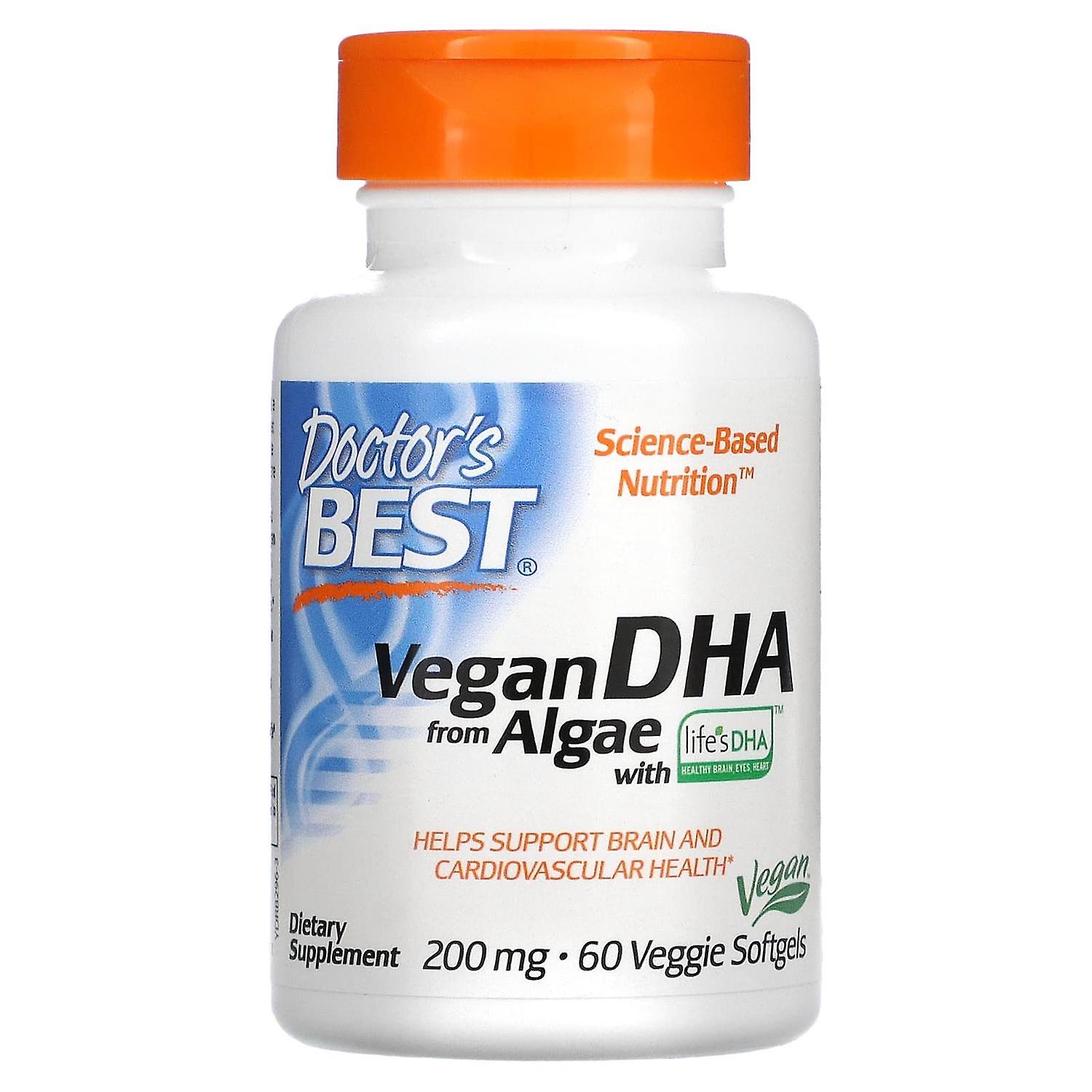 Doctor's Best, Vegan DHA from Algae with Life's DHA, 200 mg, 60 Veggie ...