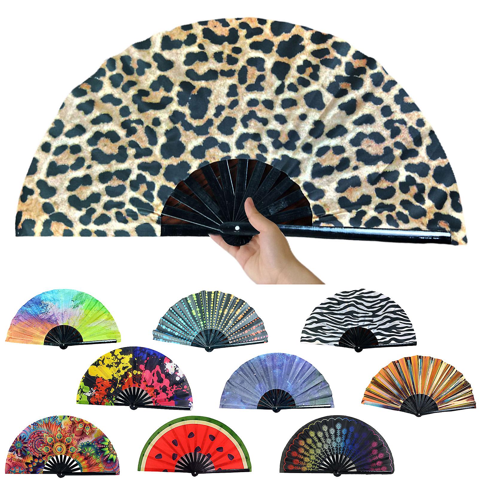 Folding Fan Floral Leopard Starry Sky Print Dance Fan Stylish Handheld ...
