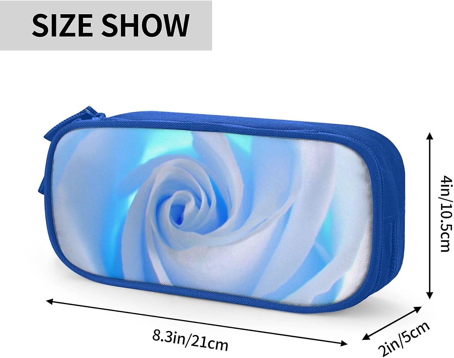 Blue and White Rose Pencil Case, Large Capacity Pencil Cases Pencil Bag ...