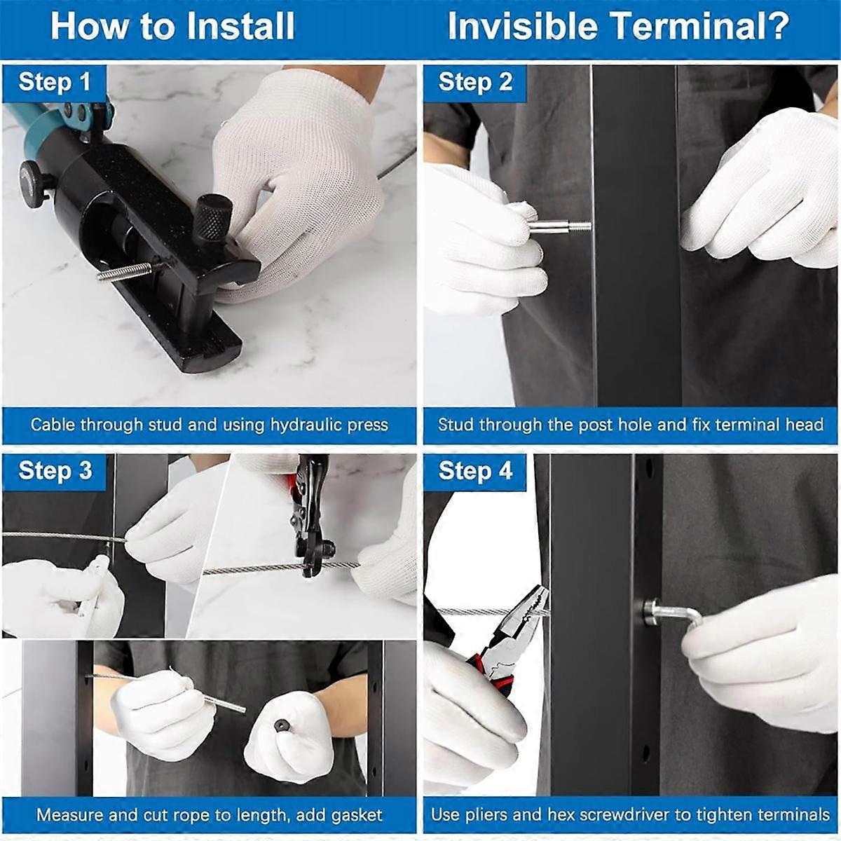 20Pack Invisible Cable Railing Kit for 1/8In Wire Rope, SST316 ...