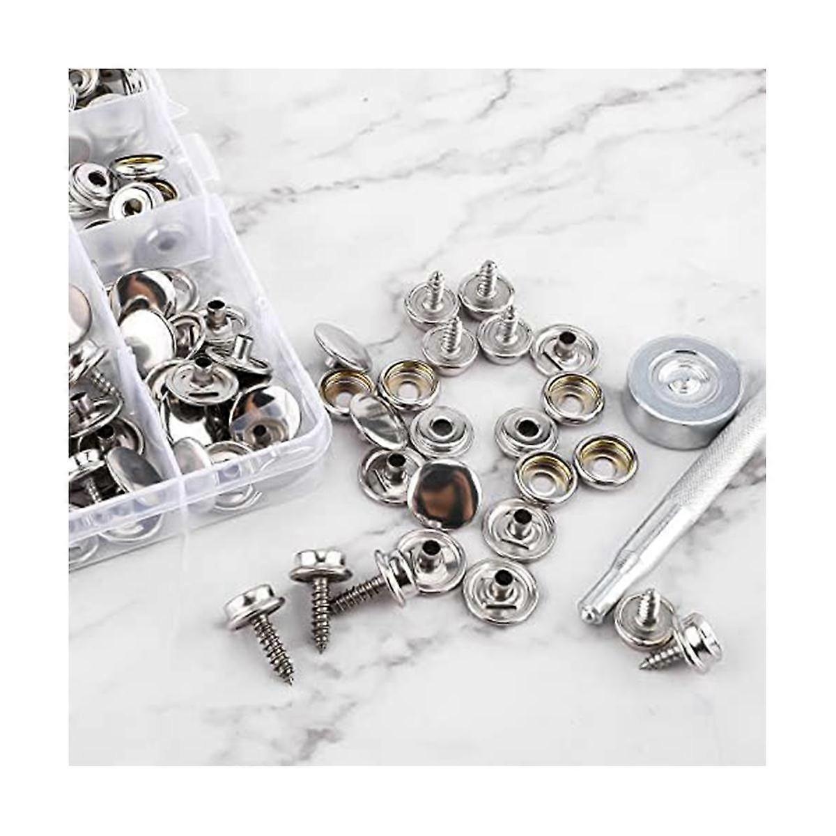 120Pcs Snap Fasteners Kit, Marine Canvas Snaps with 2Pcs Setting Tool ...