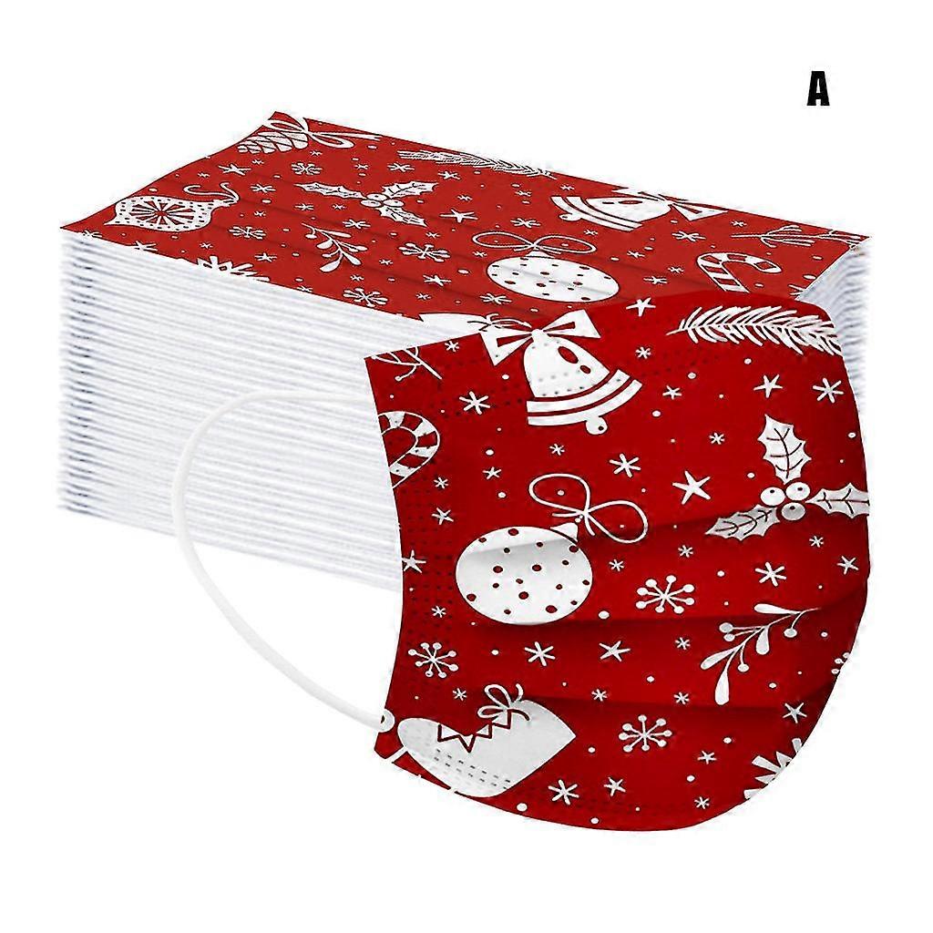 50pcs Kids Disposable Christmas Themed Face Mask 3 Ply Breathable Face ...