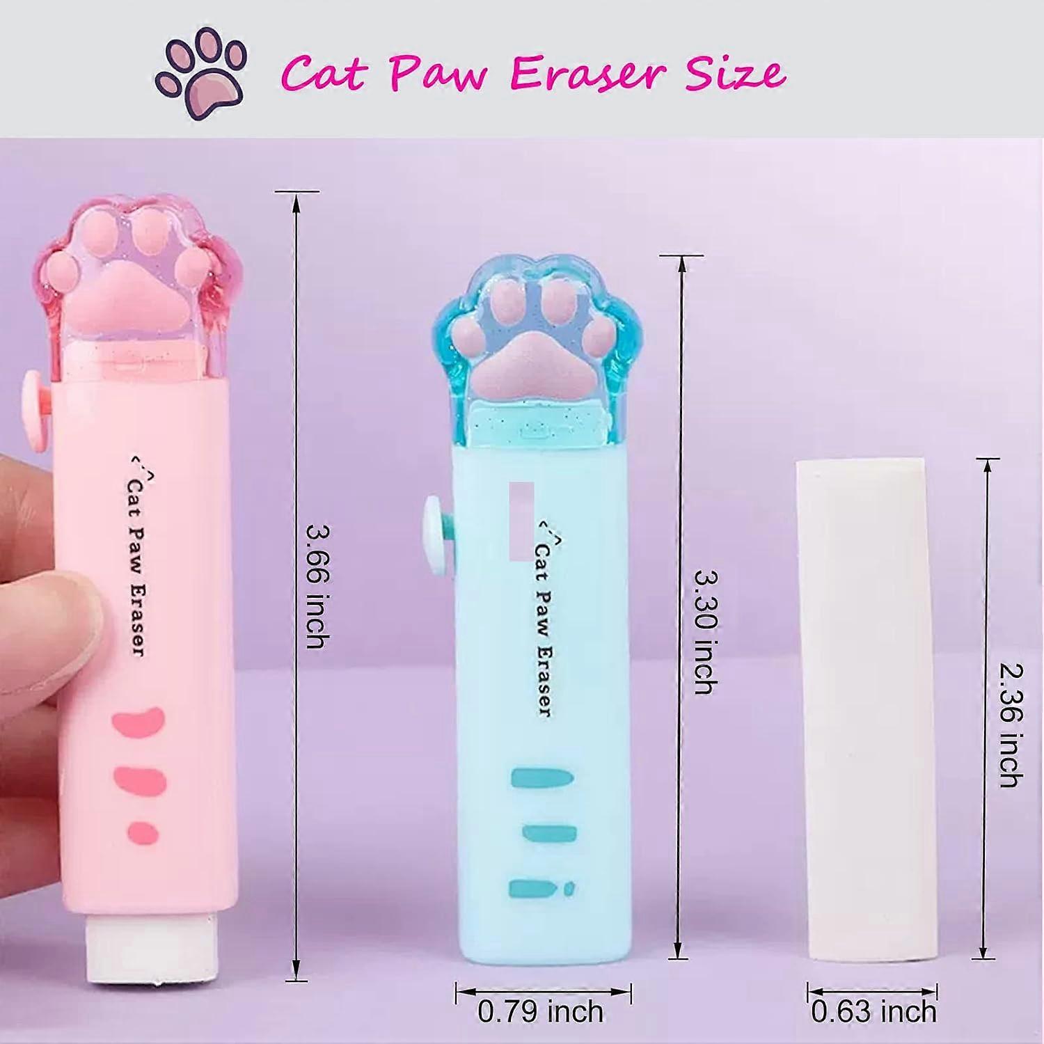 4 Pcs Cute Erasers, Retractable Eraser Kawaii Cat Paw Erasers for Kids ...