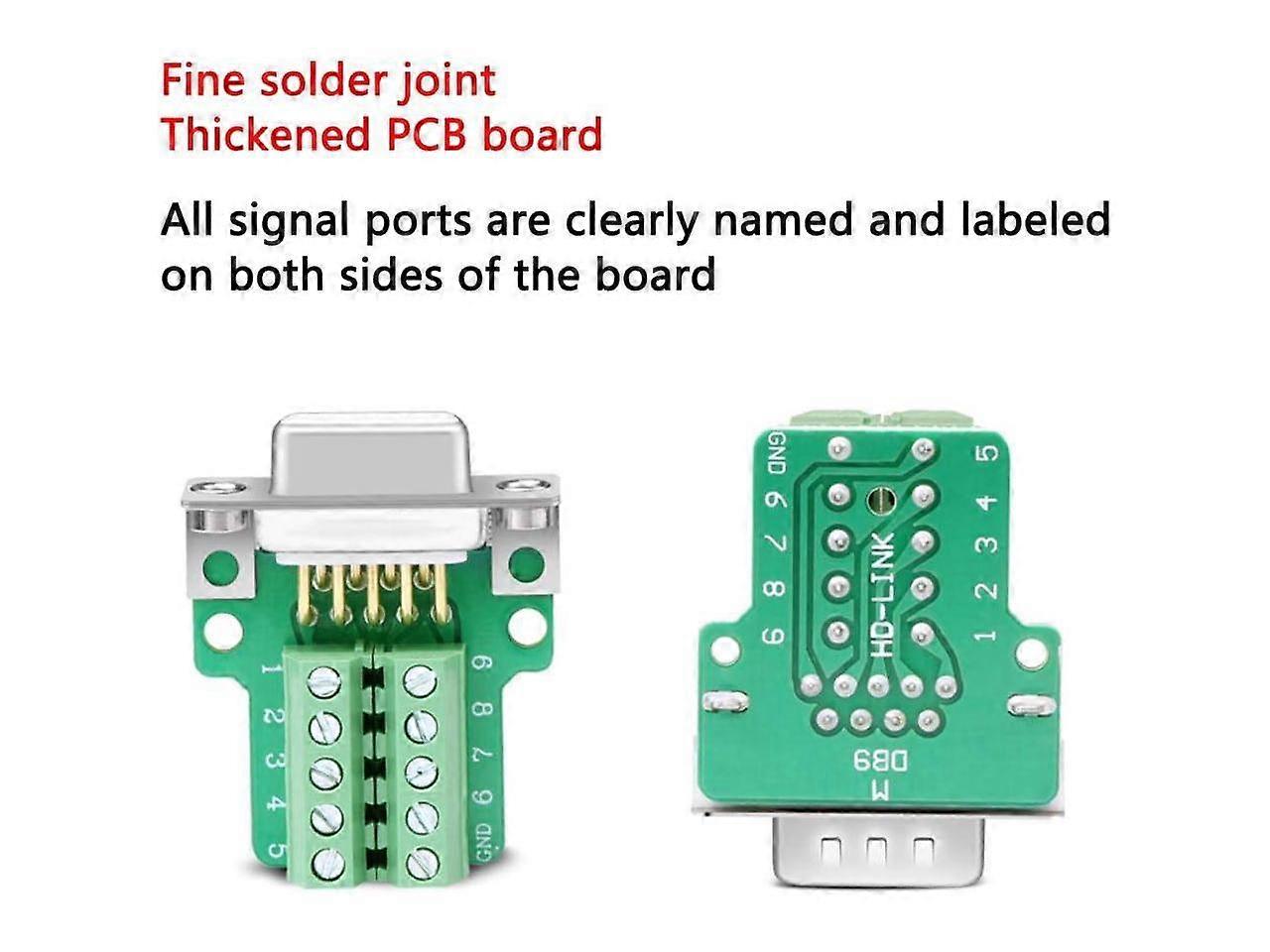 2PCS DB9 Breakout Connector, Solderfree Metal Shell RS232 D-SUB Serial ...