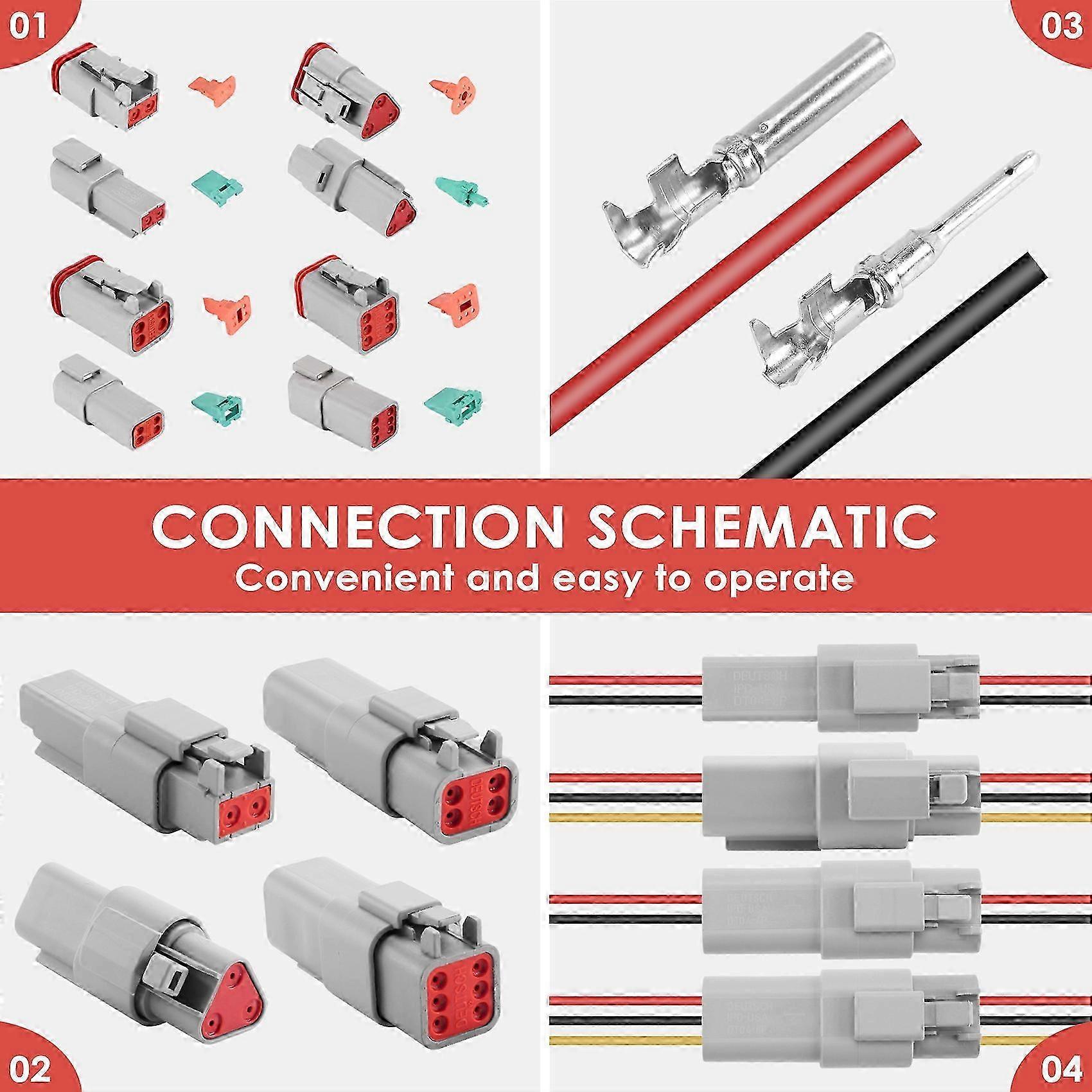 140Pcs Deutsch DT Series Waterproof Wire Connector Kit DT06-2/3/4/6S DT04-2/3/4/6P Automotive ...