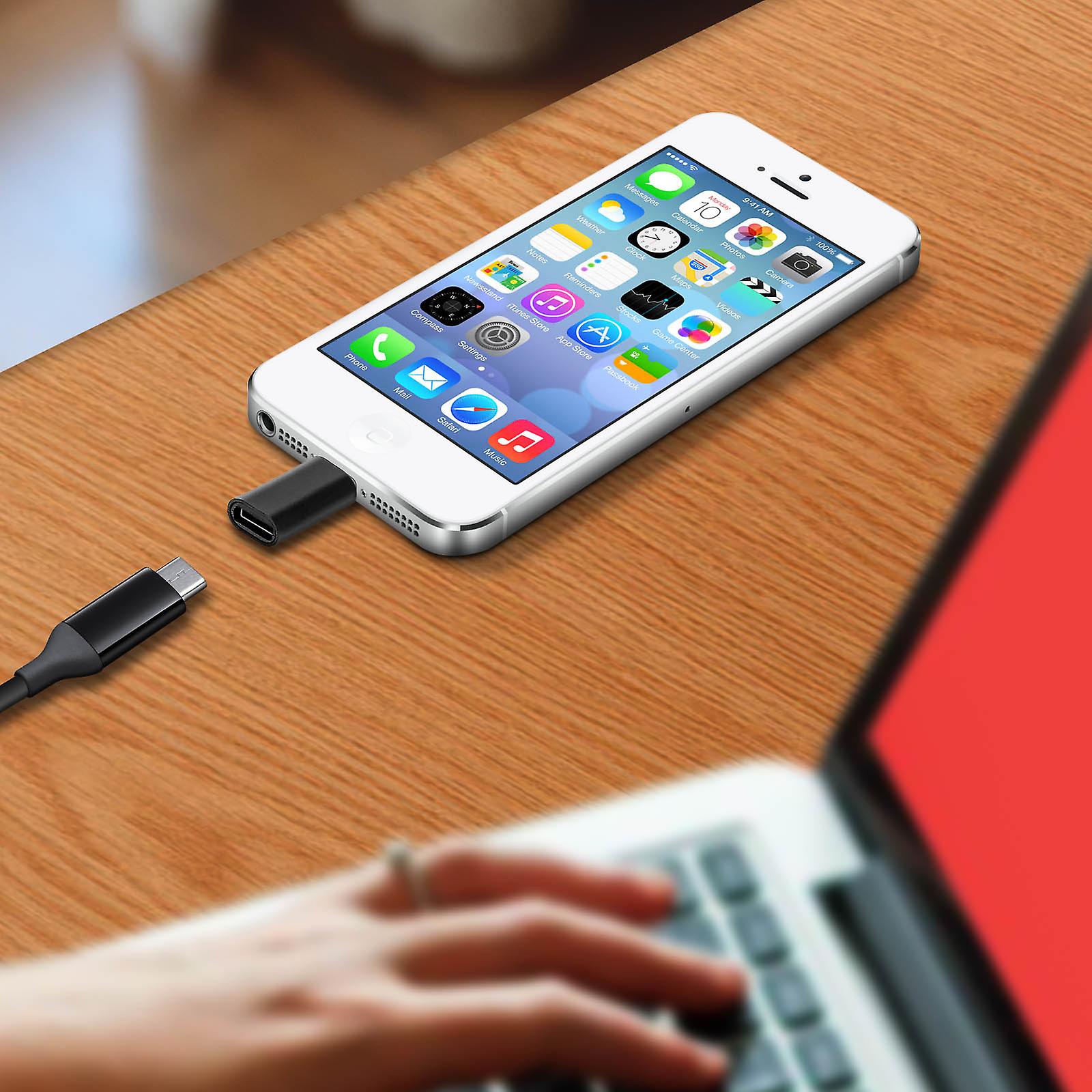 Iphone Adapter to USB-C Charge and Synchronisation- Black | Fruugo UK