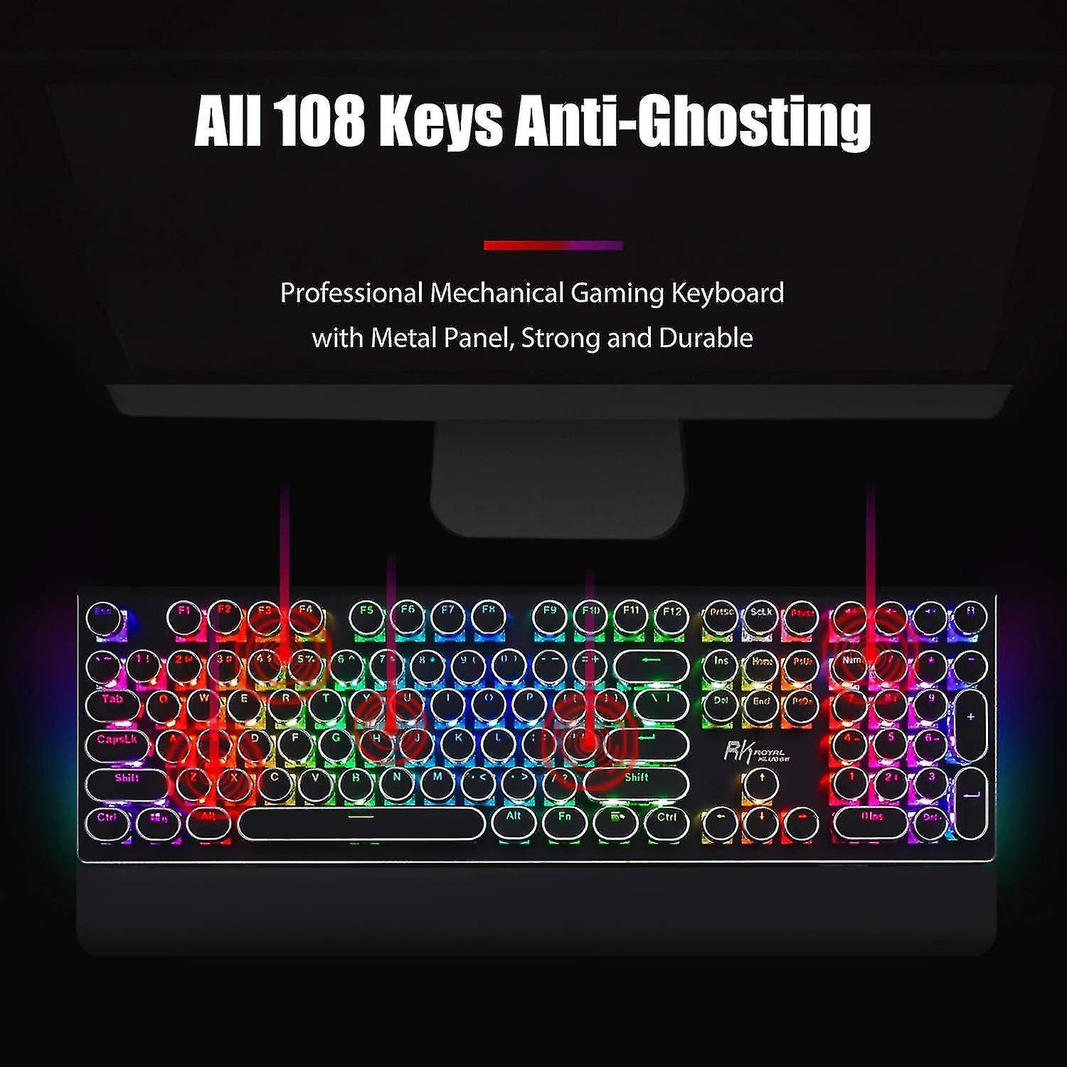 Typewriter Style Mechanical Gaming Keyboard With Real Rgb Backlit ...