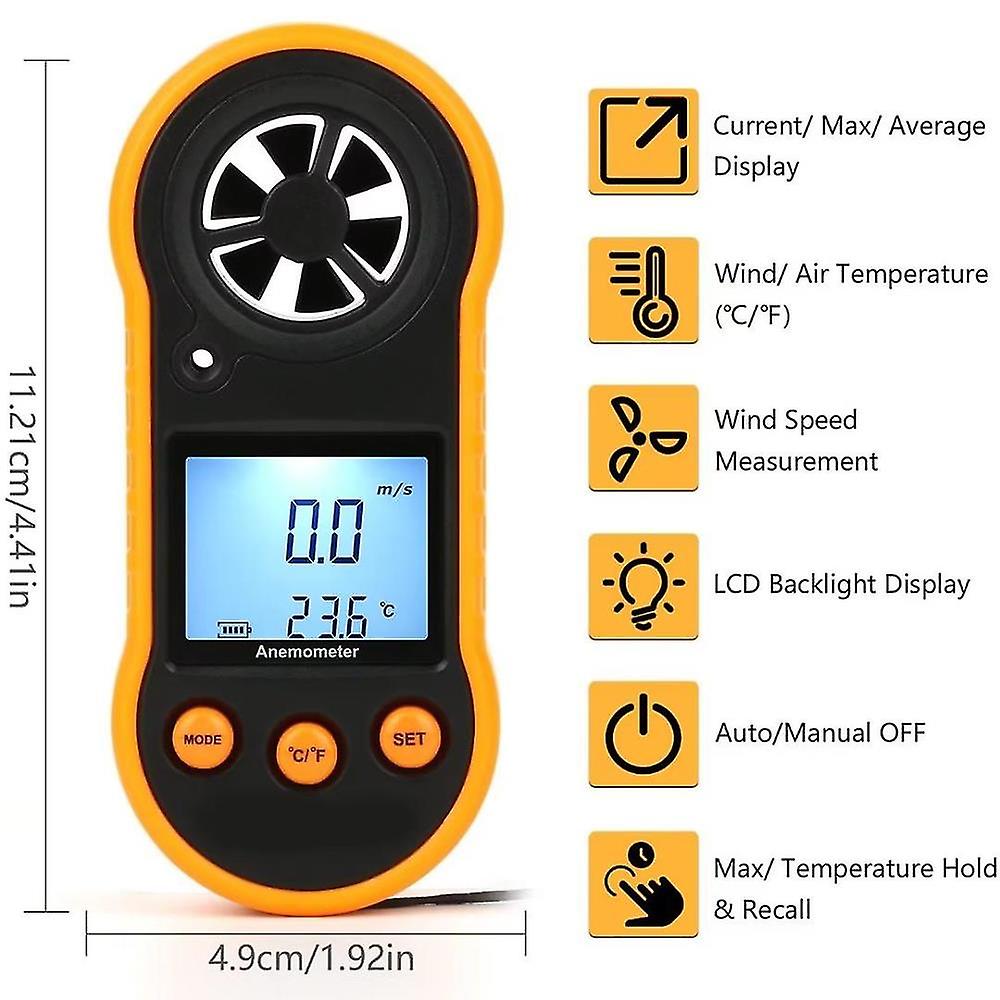 Digital Wind Speed Anemometer, Wind Gauges Air Flow Speed Meter For ...