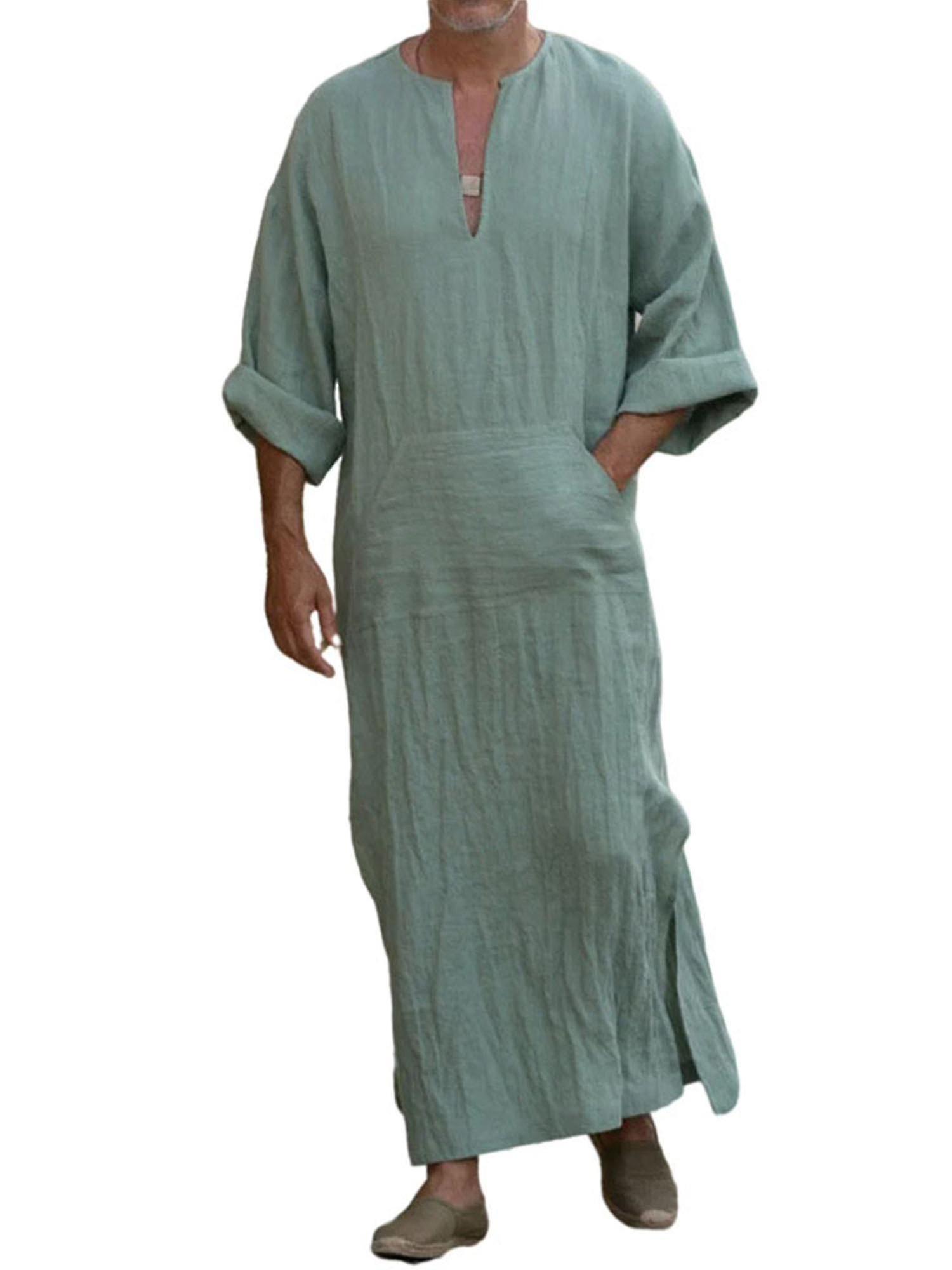 Mens Kaftan S Arab Islamic Half Sleeve Thobe Tunic Robes Casual Long ...