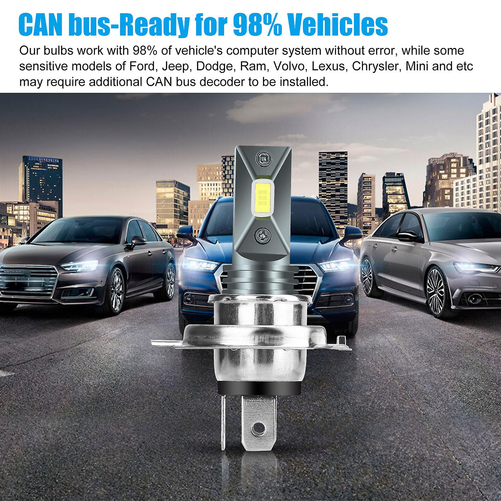 2Pcs H4 9003 HB2 LED Headlight High Low Beam Light Bulbs Kit 20000LM 6000K White | Fruugo DK