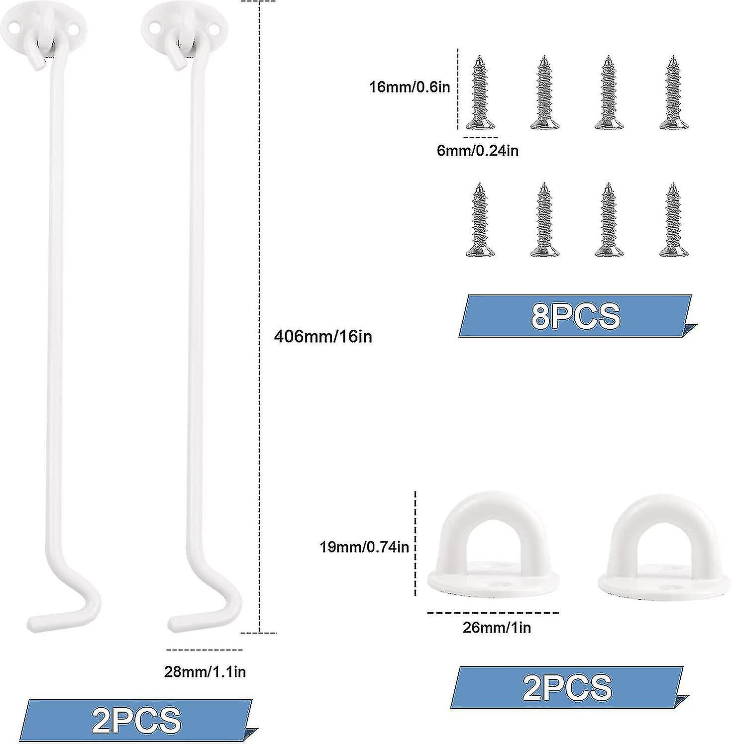 2 Pcs Storm Hook Long 16 Inch Cabin Hook Storm Hook Stainless Steel ...