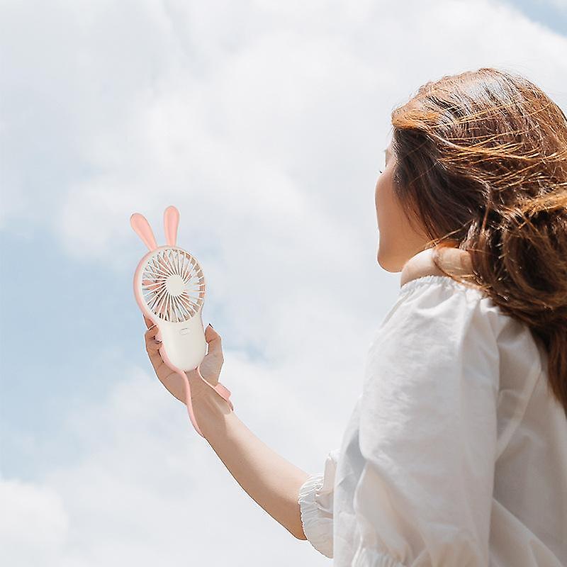 Mini Fan Hanging Neck Handheld Pocket Rabbit Bear Usb With Lanyard Mute ...