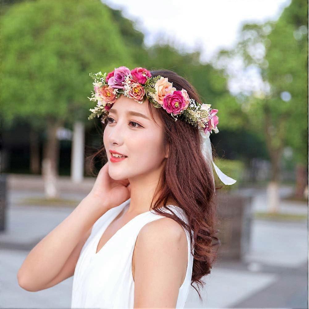 Adjustable Flower Headband Hair Wreath Floral Garland Crown Halo ...