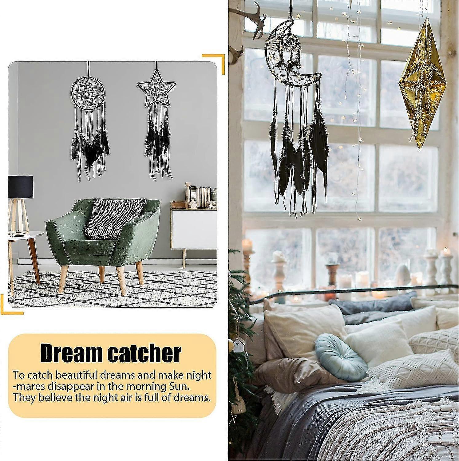3 Pieces Macrame Dream Catcher Moon Sun Star Design Woven Wall Hanging ...