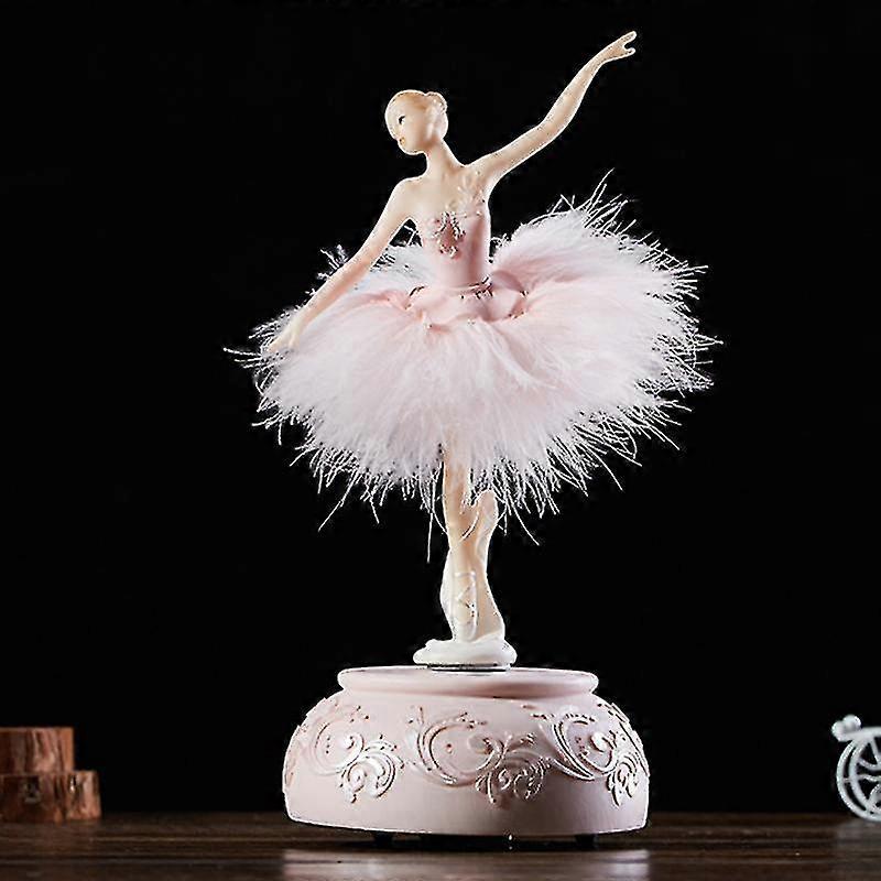Ballerina Music Box Dancing Girl Swan Lake Carousel With Feather For ...