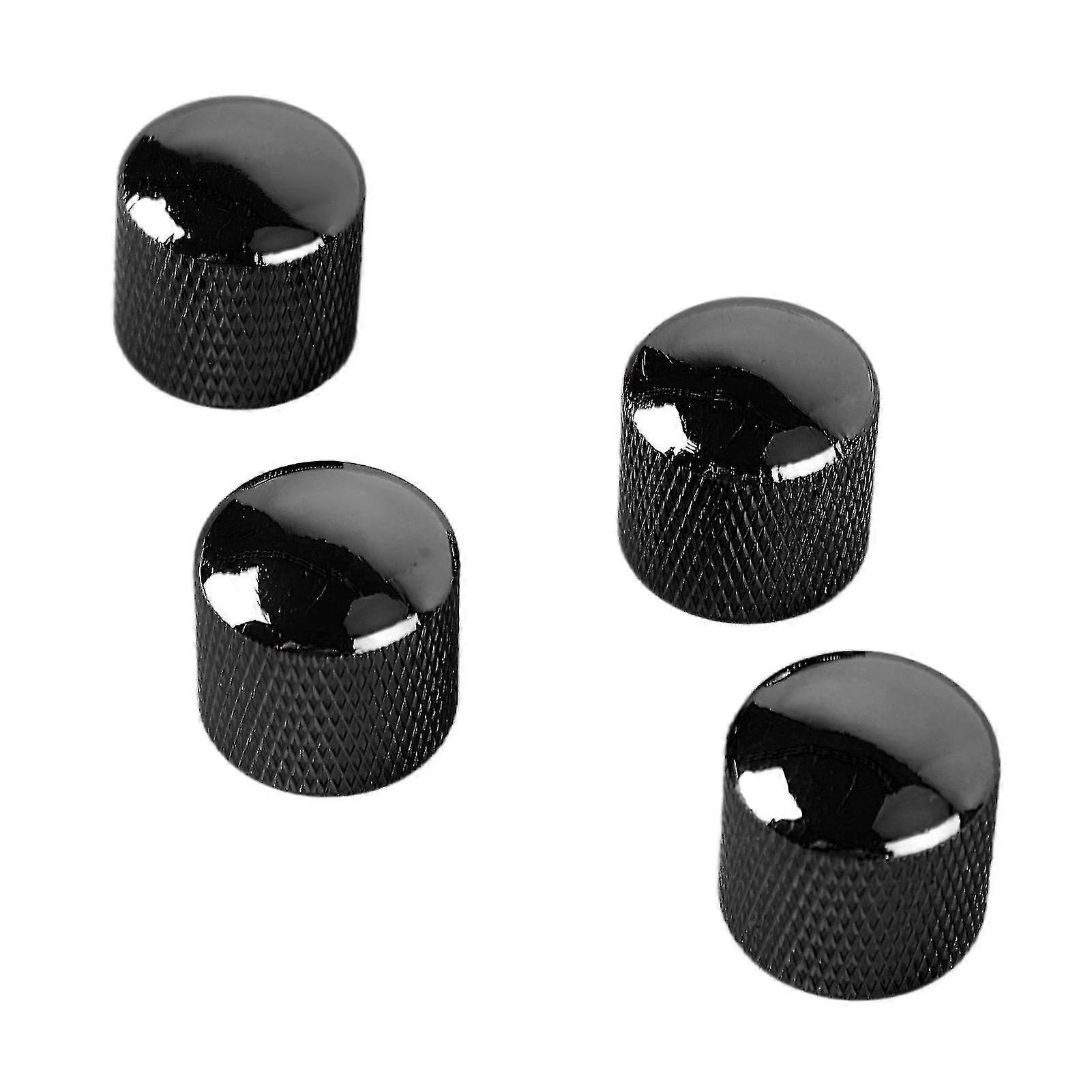 Black Metal Guitar Knob Set - 4pcs Volume and Tone Dome Control Knobs for Guitar Accessories ...