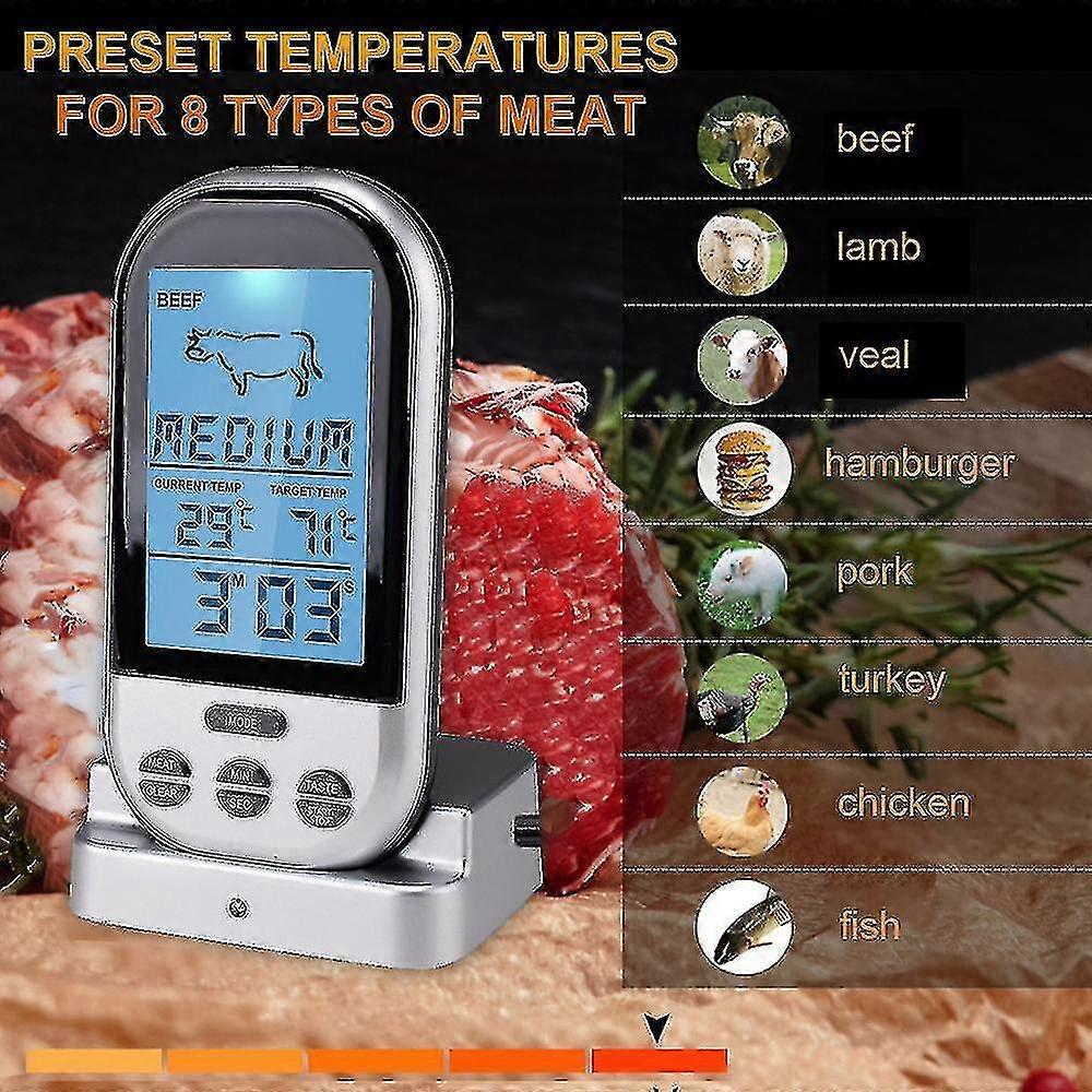 Digital Meat Thermometer Wireless Remote Food Thermometer For Meat Fish ...